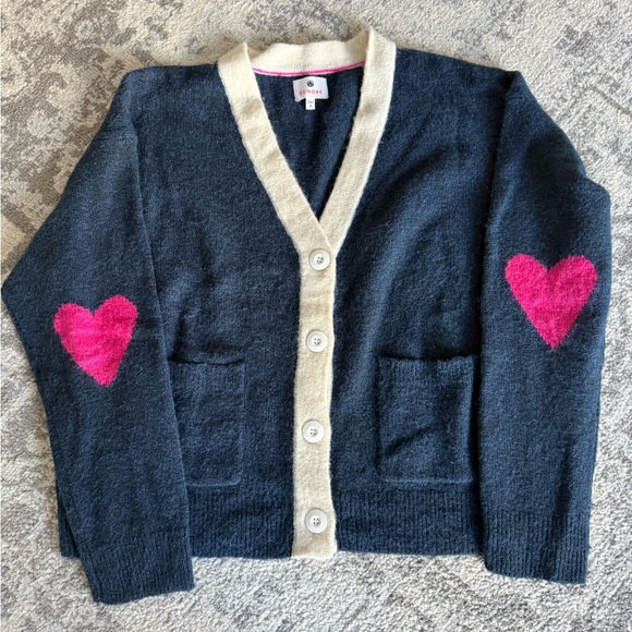 Sundry | Sweaters | Sundry Navy And Pink Heart Cardigan | Poshmark